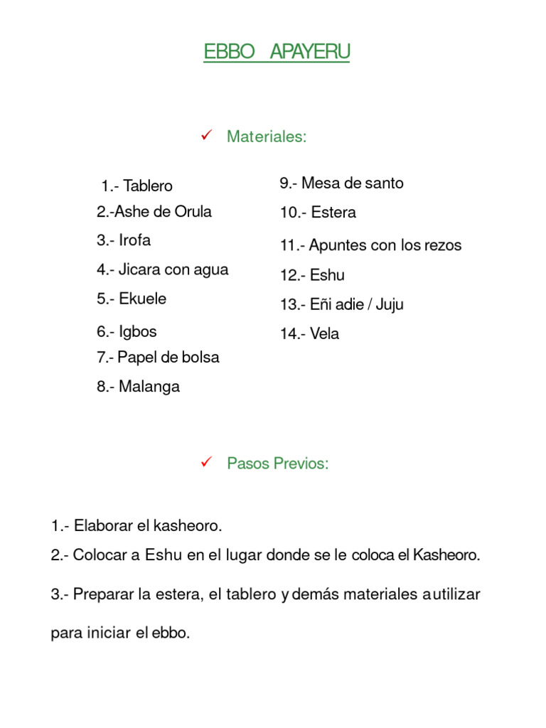 Guía del Ebbo Apayeru en Santería | PDF | Religión étnica | Santeria