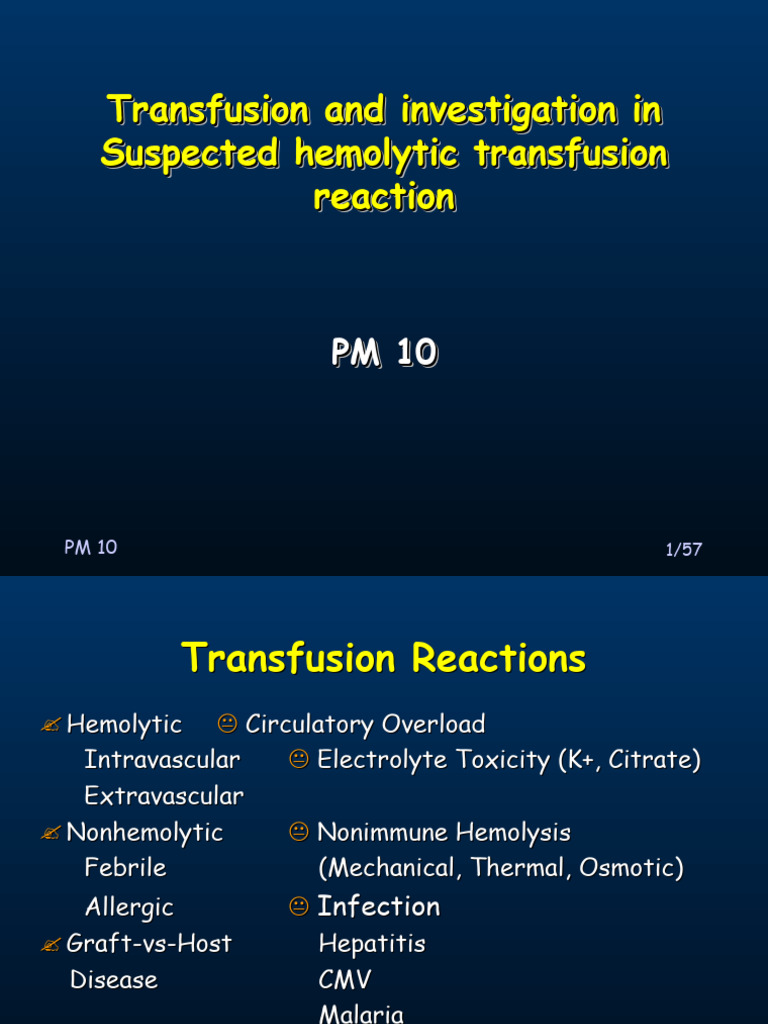 Hemolytic Transfusion Reaction Guide | PDF | Blood Transfusion ...