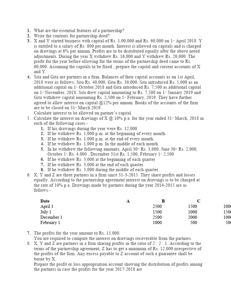 What Are The Essential Features of A Partnership | PDF | Interest ...