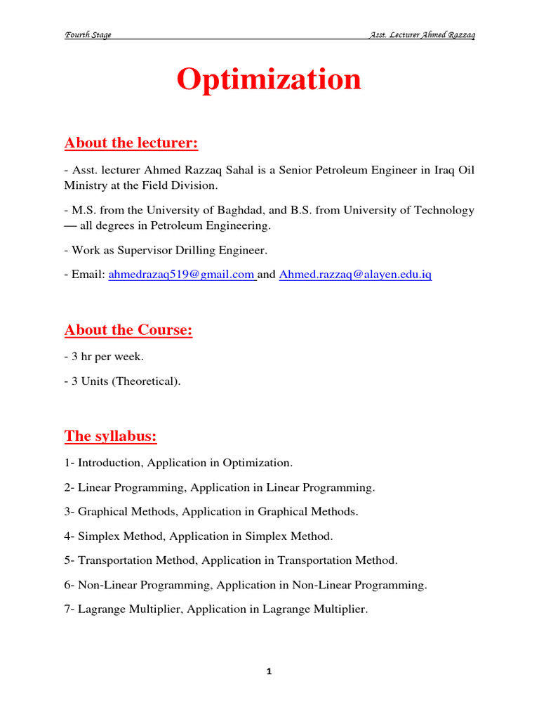 Opt. Lec 637845110167824376 | PDF | Mathematical Optimization | Operations Research