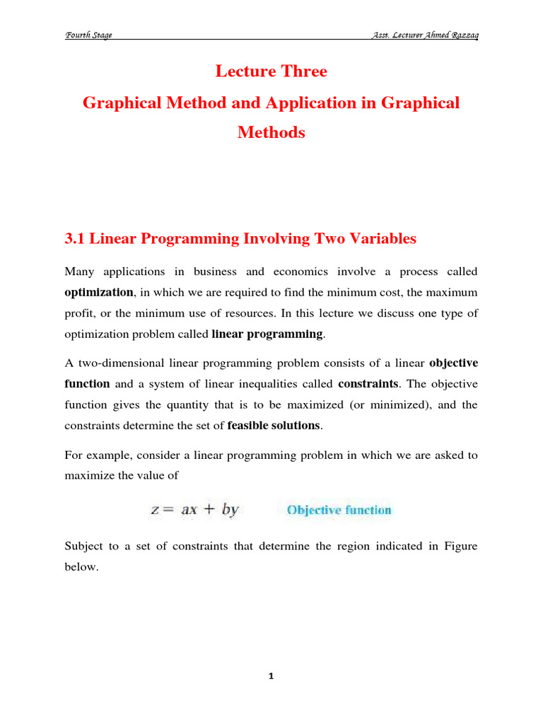 Linear Programming: Graphical Methods | PDF | Linear Programming ...