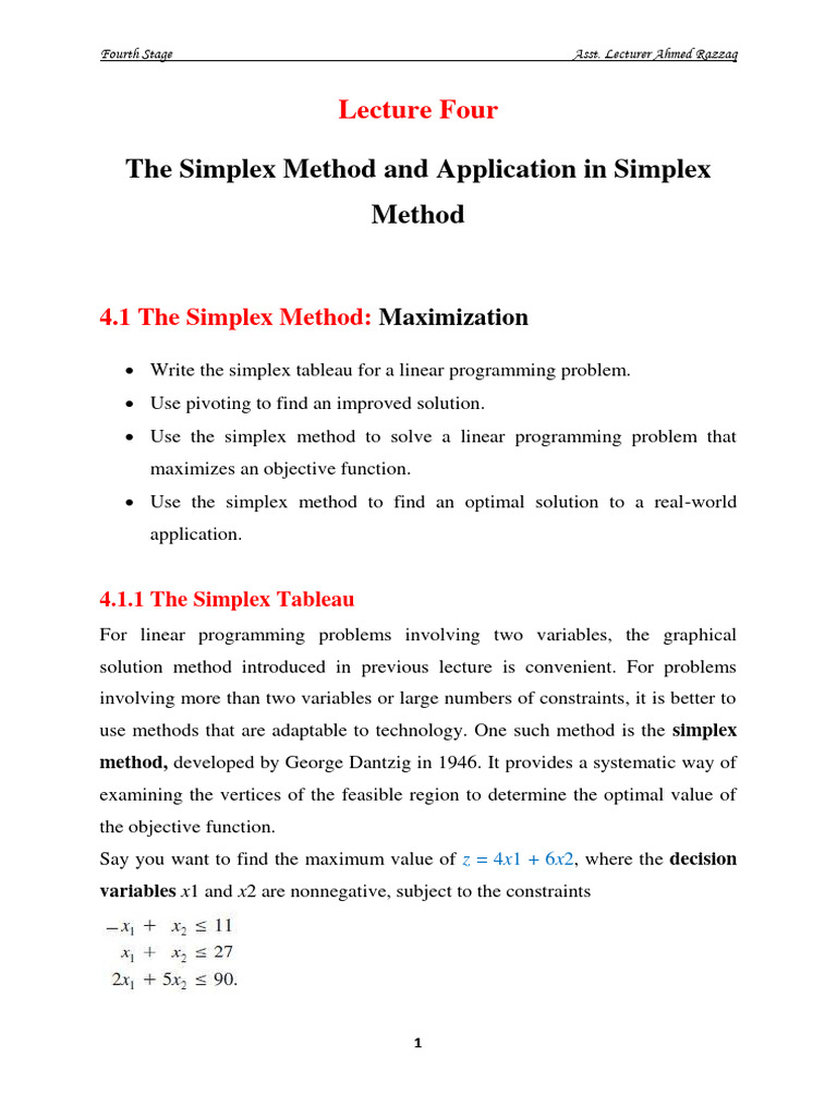 Opt. Lec 4 | PDF | Mathematical Optimization | Linear Programming