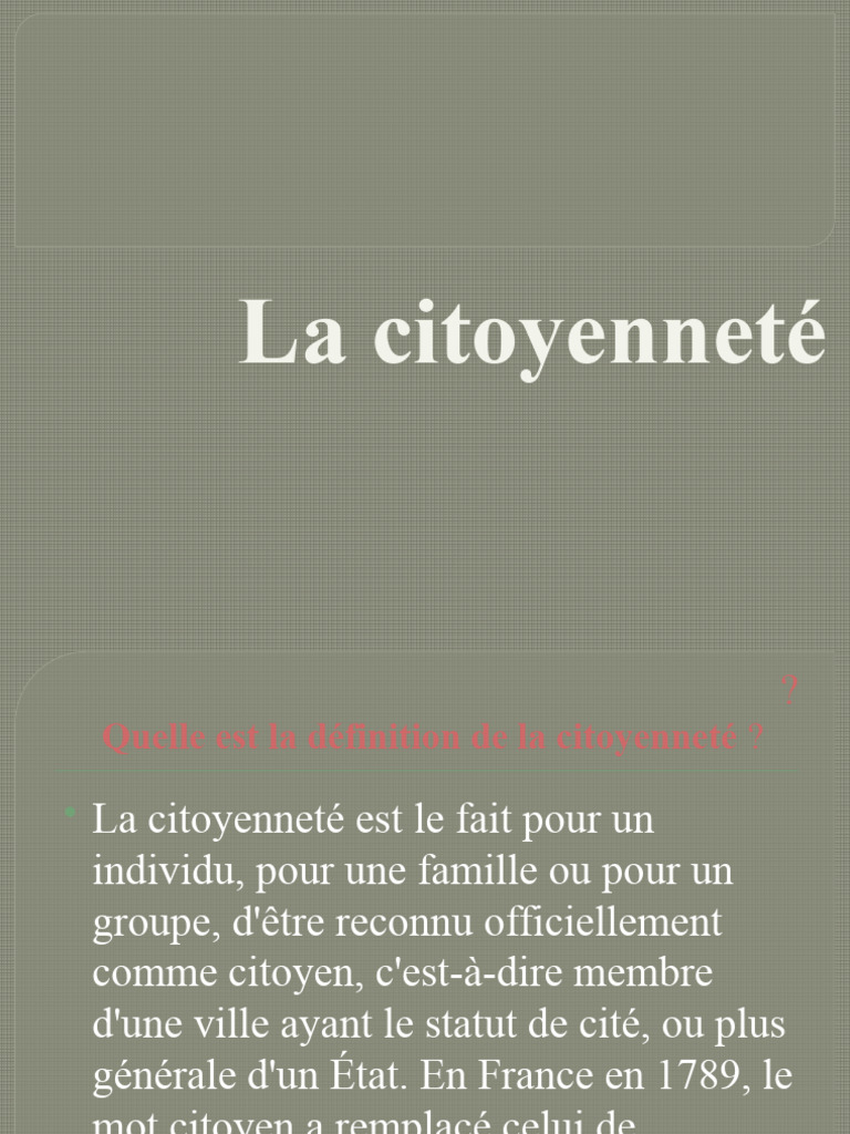 La Citoyenneté | PDF