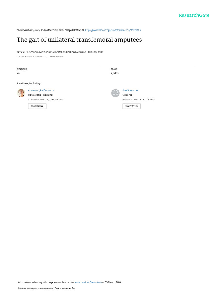 The Gait Of Unilateral Transfemoral Amputees Scandinavian Journal Of Rehabilitation Medicine