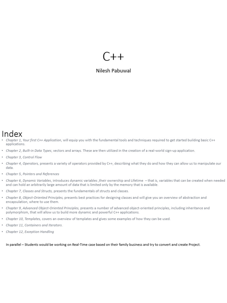 Nilesh Pabuwal | PDF | C++ | Object Oriented Programming