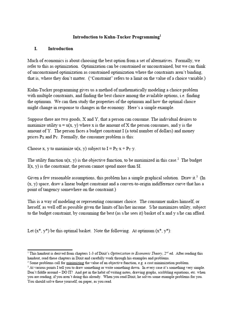 Econ 464 Math Econ Handout 1-1 | PDF | Mathematical Optimization | Analysis Econ 464 Math Econ Handout 1-1 | PDF | Mathematical Optimization | Analysis