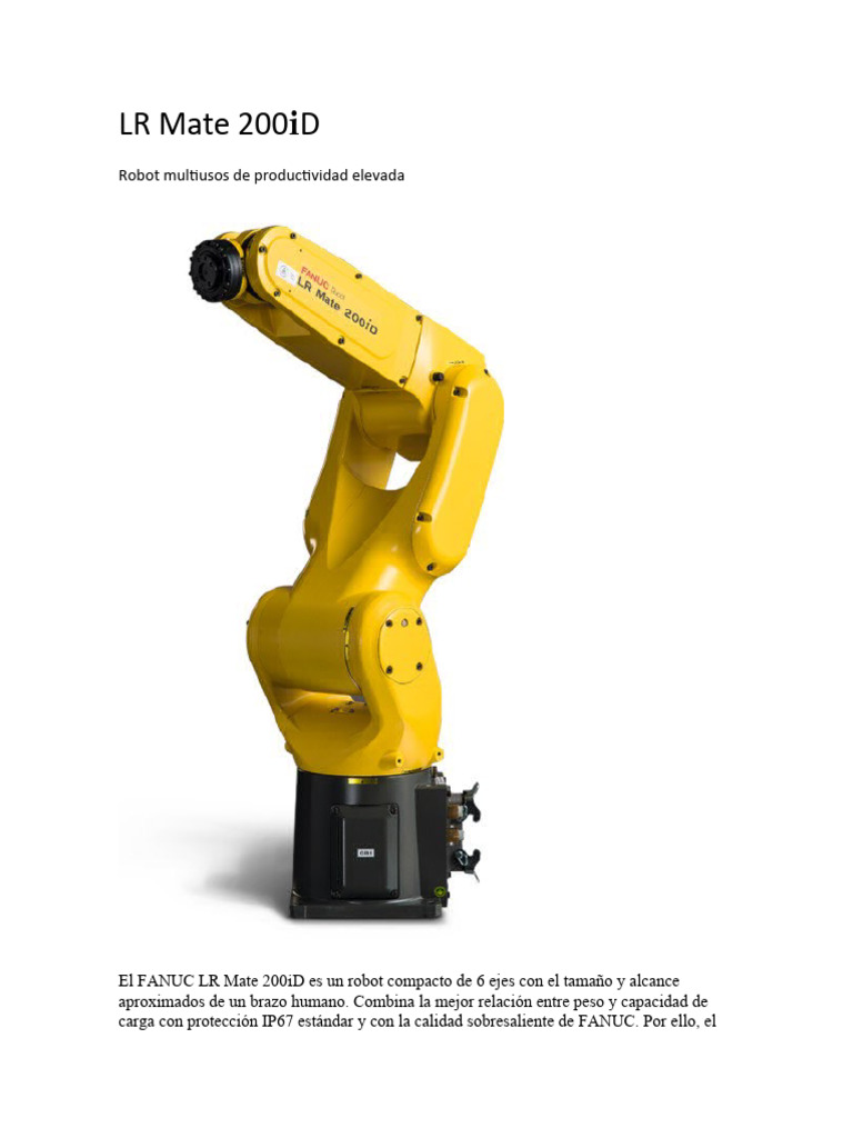 Robot FANUC LR Mate 200iD: Polivalente y Compacto | PDF | Robot | Robótica