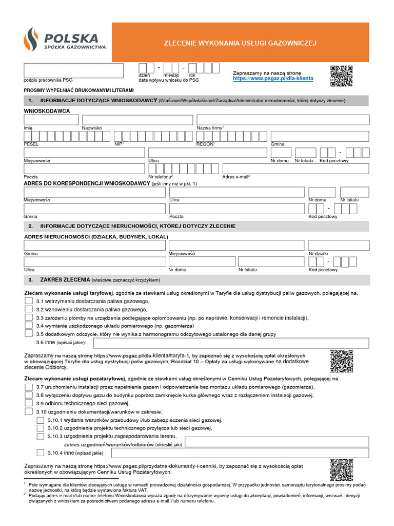 Zlecenie Na Wykonanie Uslugi Gazowniczej | PDF