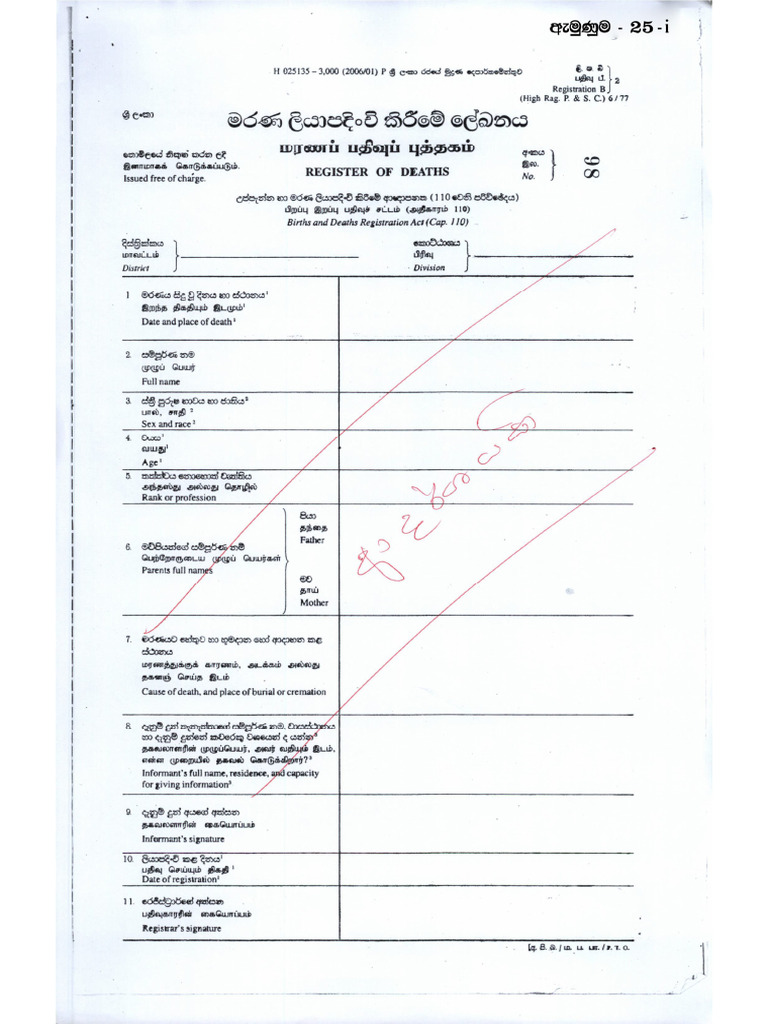 Specimens of Death certificate | PDF