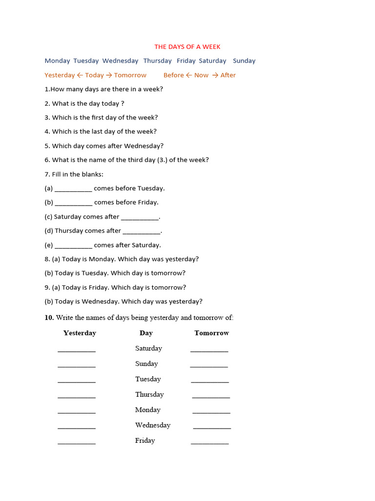 Days of The Week PDF | PDF