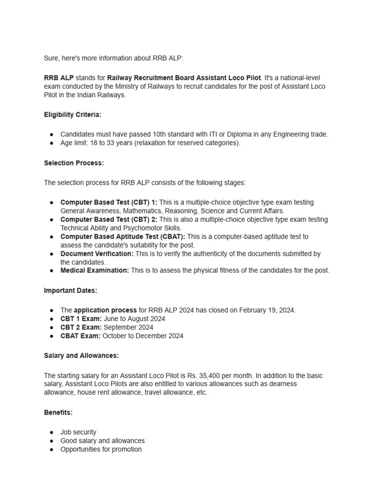 RRB Alp | PDF | Salary