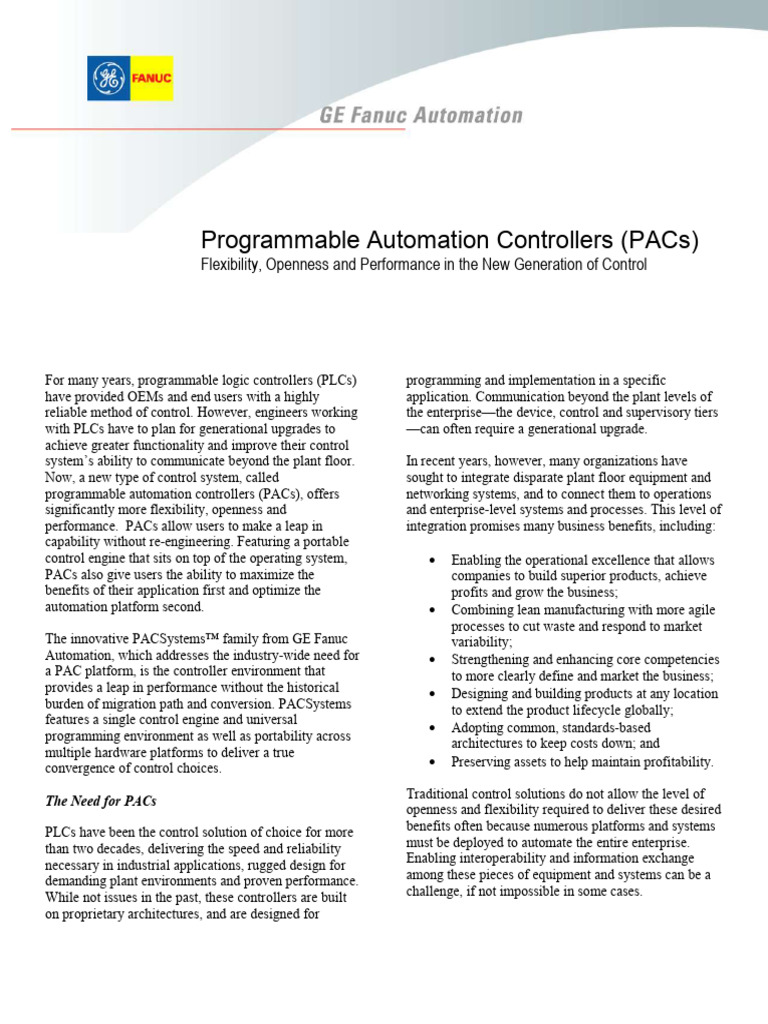PAC White Paper | PDF | Programmable Logic Controller | Automation