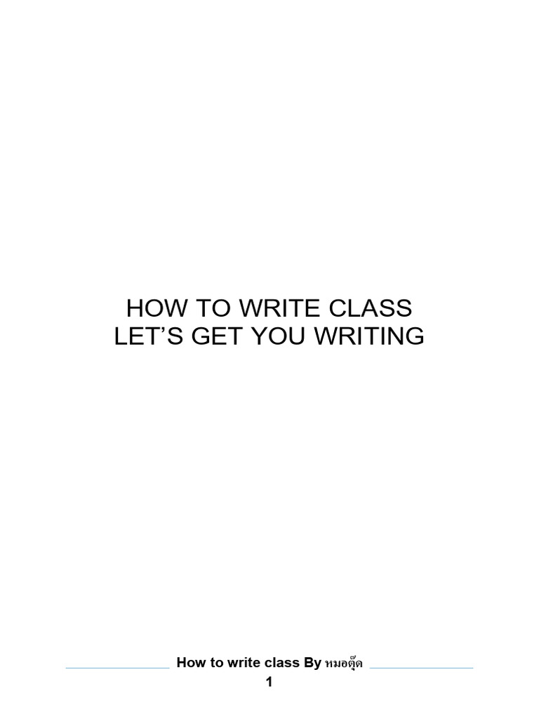 How to Write Class_PDF | PDF