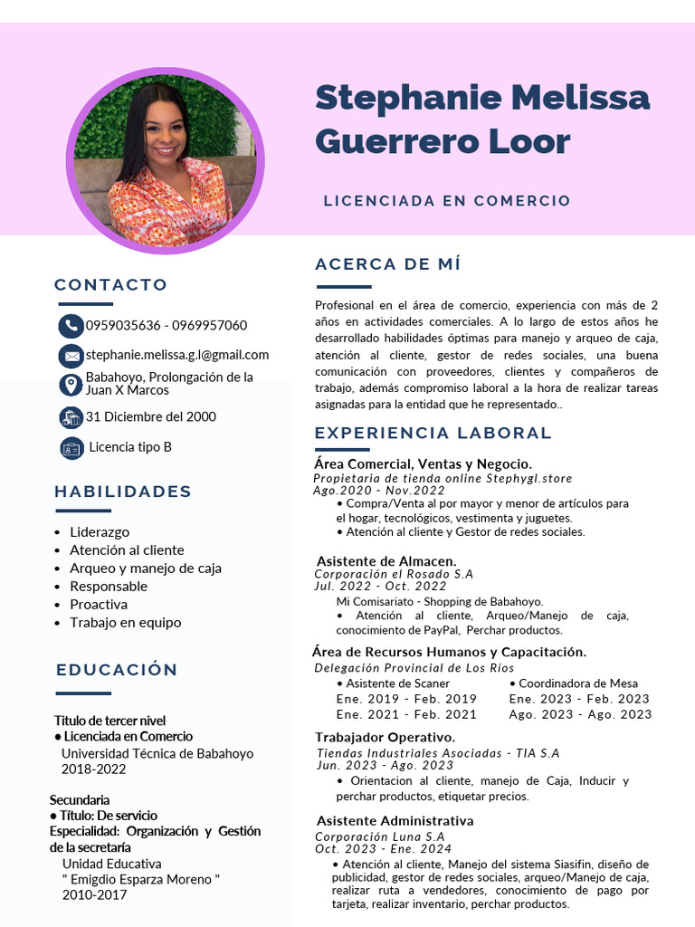 CV Guerrero Loor Stephanie | PDF | Procesos de negocio | Negocios ...