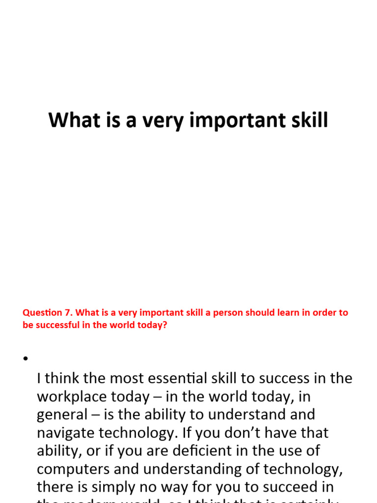 7.what Is A Very Important Skill | PDF | Communication | Skill