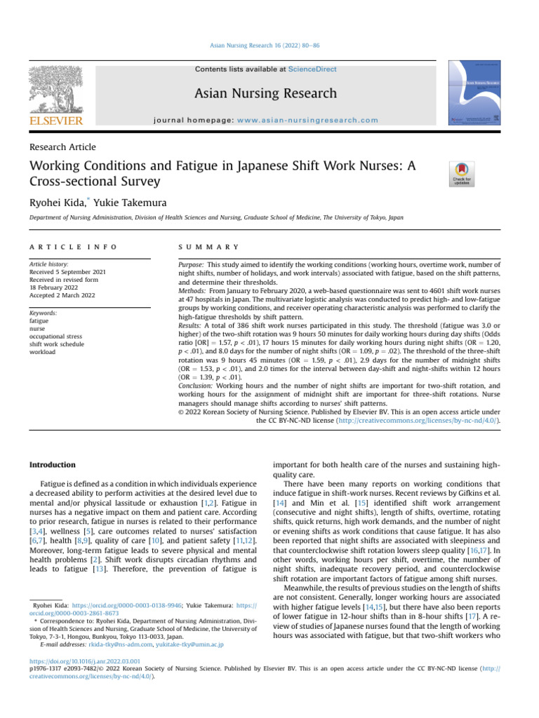 Working Conditions and Fatigue - Brief Job Stress Questionnaire | PDF ...