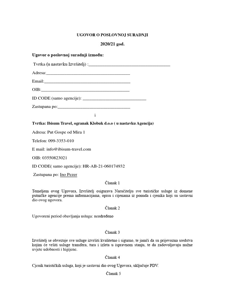 Ugovor o Poslovnoj Suradnji | PDF