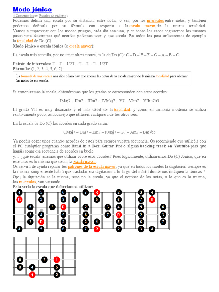 Modo Jónico | PDF | Escala (música) | Acorde (Música)