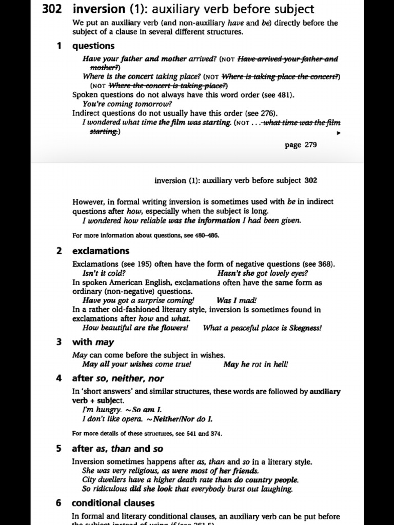 Swan, Inversion & Fronting | PDF