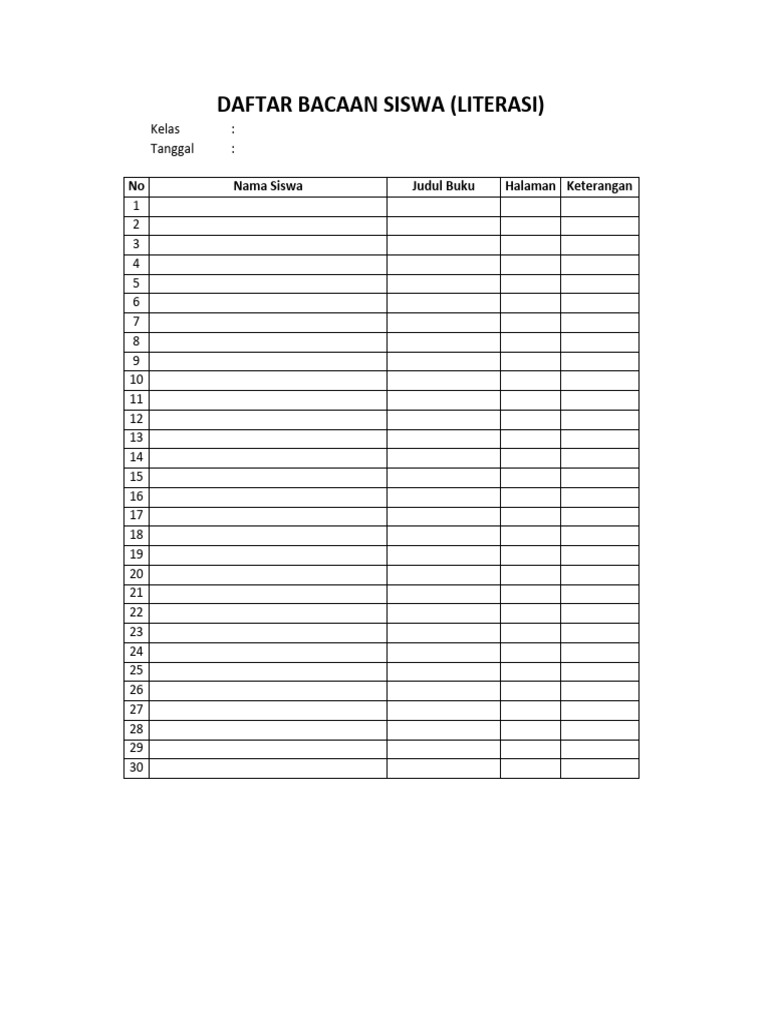 Form Literasi BTA Siswa | PDF