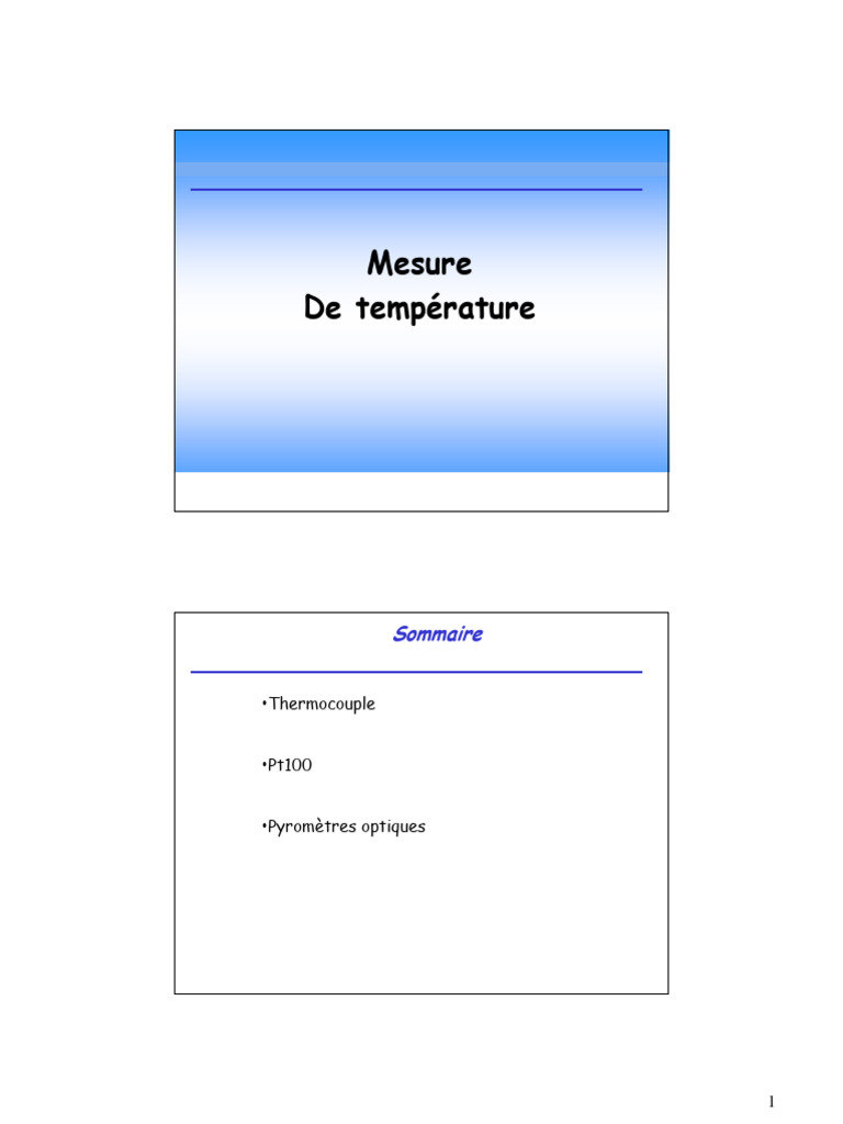 Mesure de Température : Thermocouples et RTD | PDF | Thermocouple ...