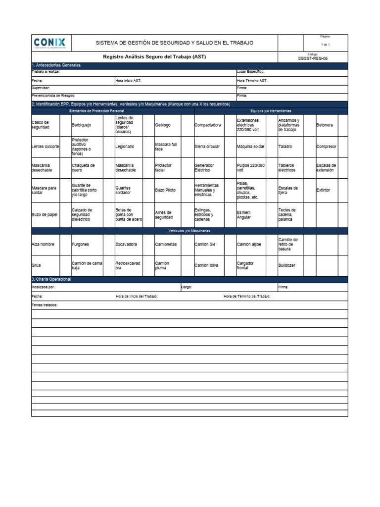 SGSST-REG-06 Registro Análisis Seguro Del Trabajo AST | PDF | Contaminación | Naturaleza