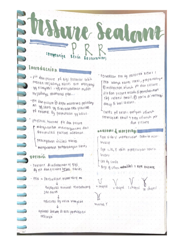 Fissure Sealant Dan PRR (Catatan) | PDF