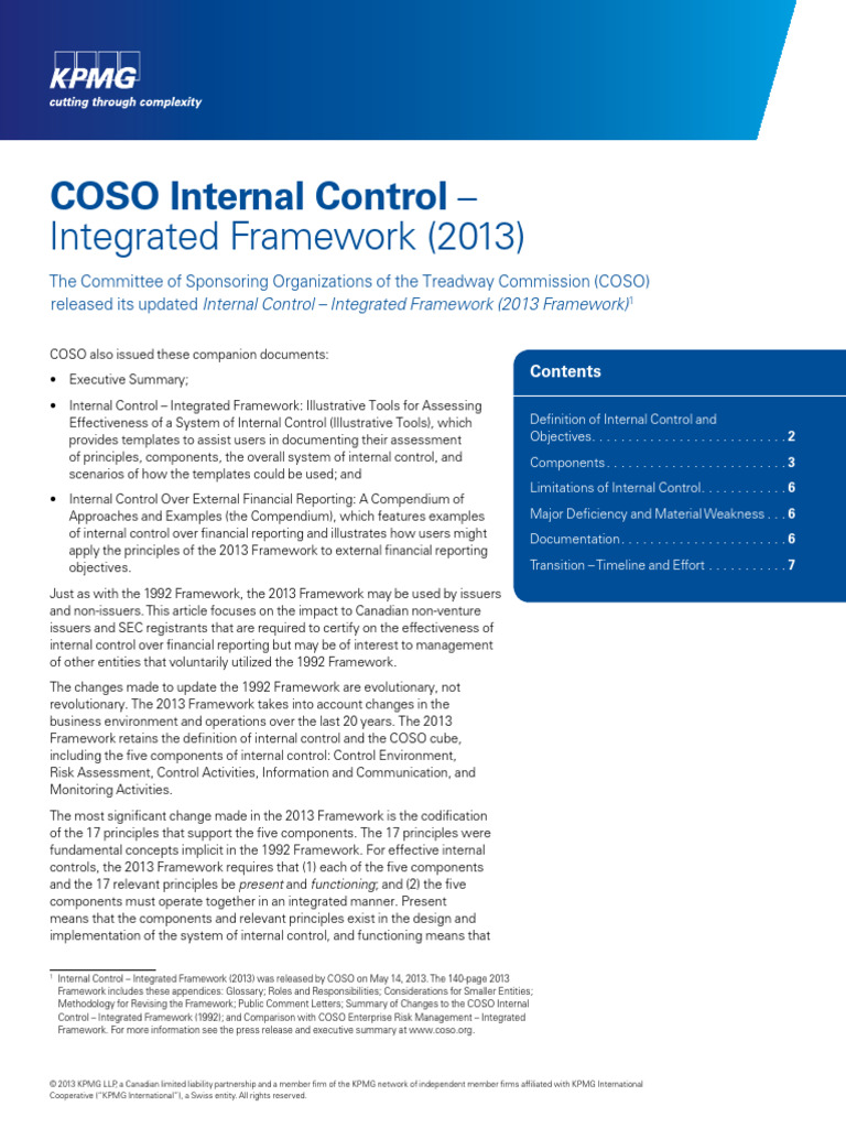 2750 New COSO 2013 Framework WHITEPAPER V4 | PDF | Risk | Financial ...