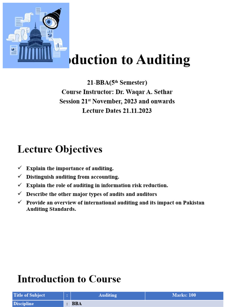 Auditing Essentials for BBA Students | PDF | Financial Audit | Audit