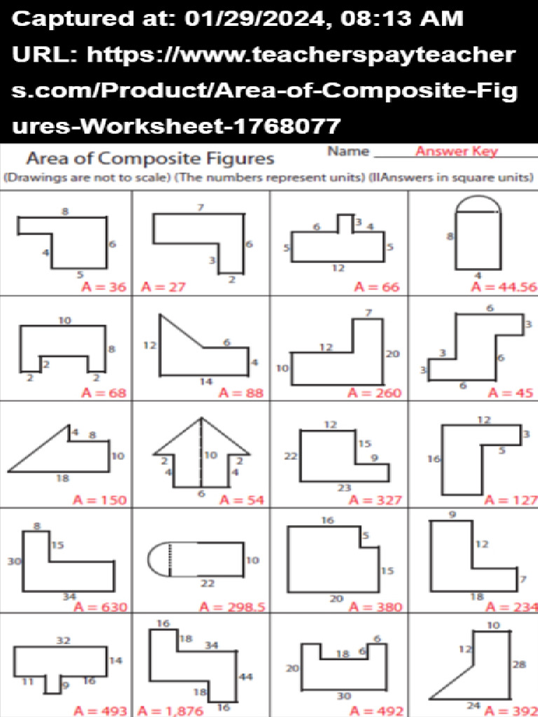 Area of Composite Figures Worksheet by Kevin Wilda TPT | PDF