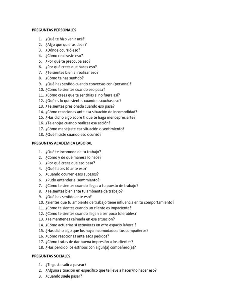 Preguntas Personales | PDF