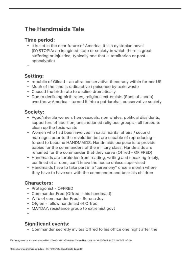 The Handmaid's Tale Context | PDF
