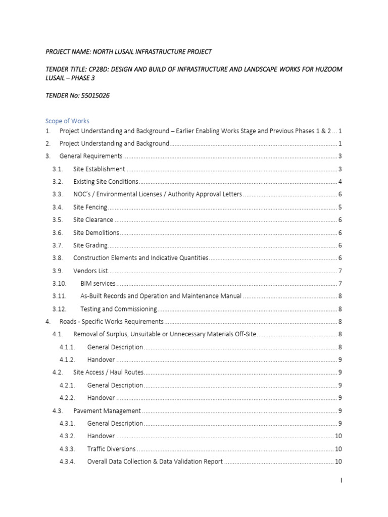 LND - PH3 - Tender Scope Document (R3) | PDF | Road | General Contractor