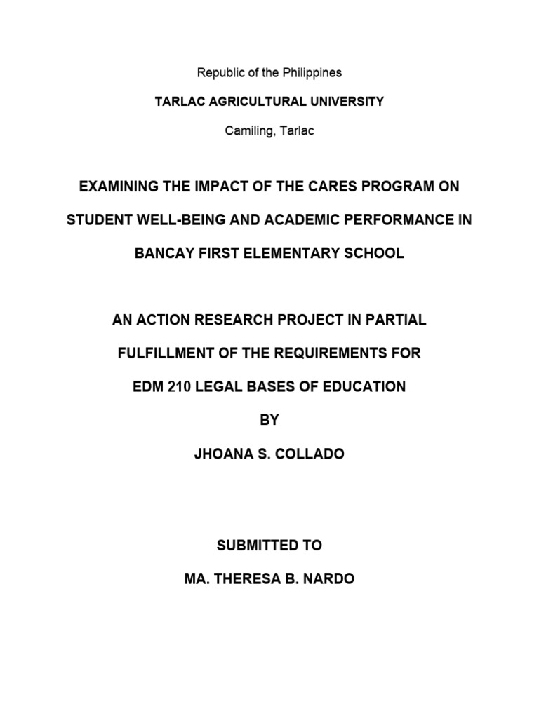 Examining The Impact of The Cares Program On Student Well | PDF ...