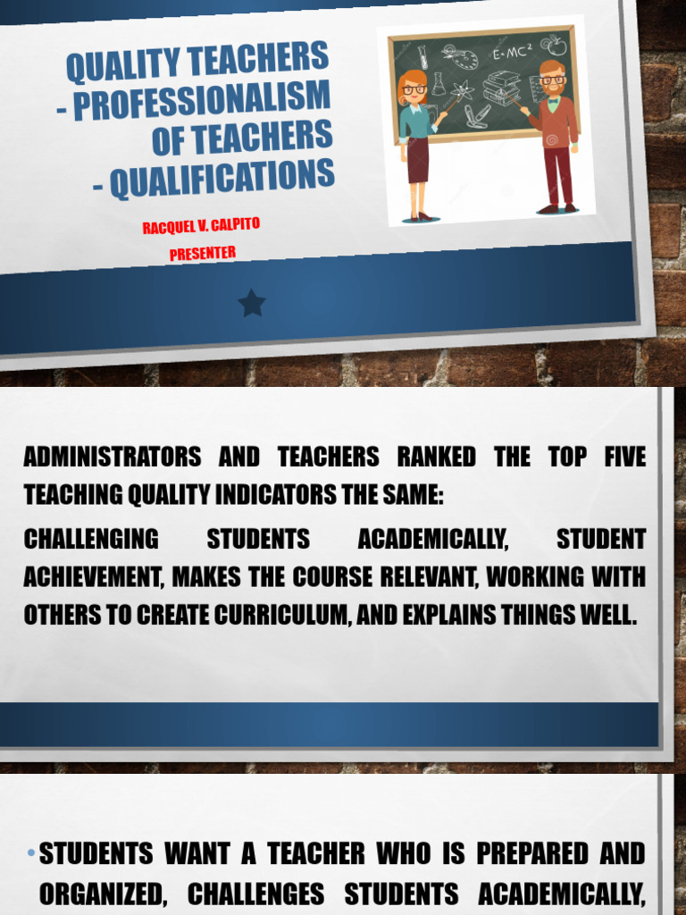 Quality Teachers Racquel Calpito | PDF | Teachers | Learning