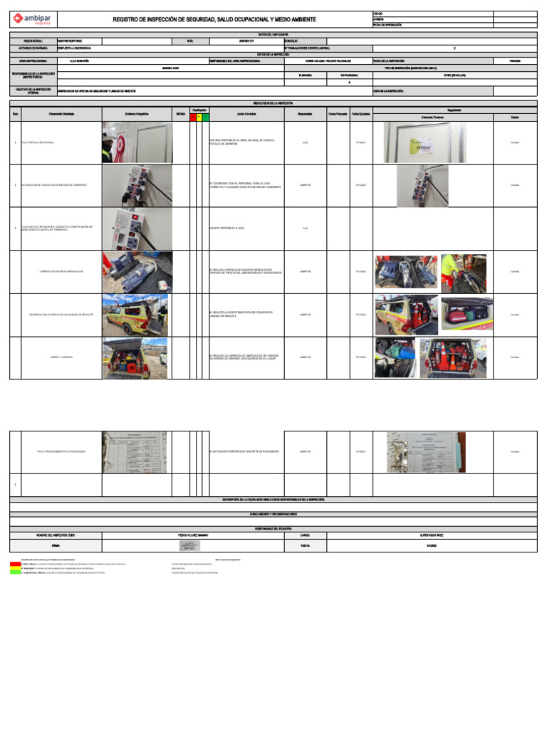 Inspeccion de Seguridad Planificada - Area 1000 - CPF - 30!07!23.Xlsx 2 | PDF