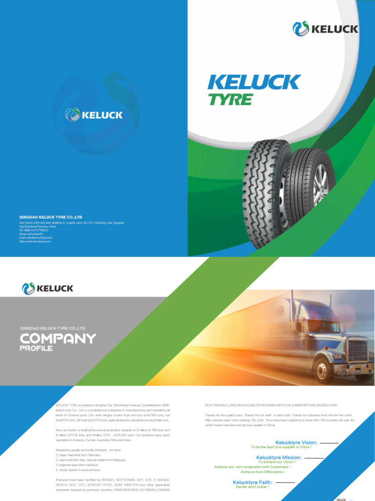Keluck Tyre Catalog TBR PCR Agr Otr | PDF | Tire | Vehicle Technology