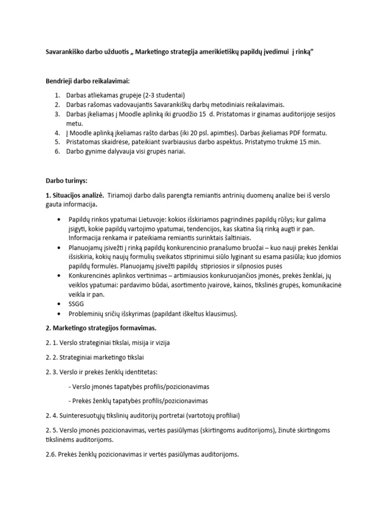 Savarankiško Darbo Užduotis - Strateginis - Marketingas - MRK ...