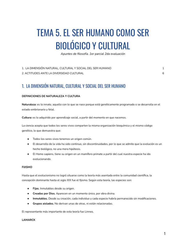 tema 5_El ser humano como ser biológico y cultural | PDF | Evolución ...