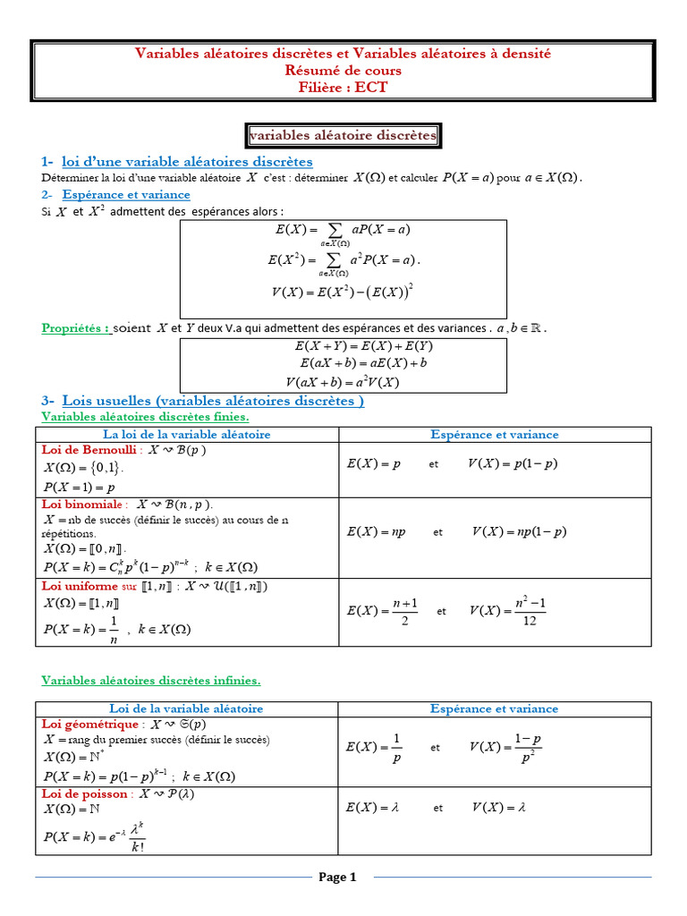 Lois Usuelles | PDF | Variance (mathématiques) | Estimateur (statistique)