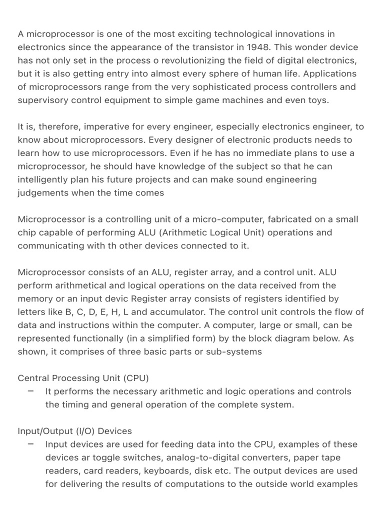 A Microprocessor Is One of The Most Exciting Technological Innovations ...