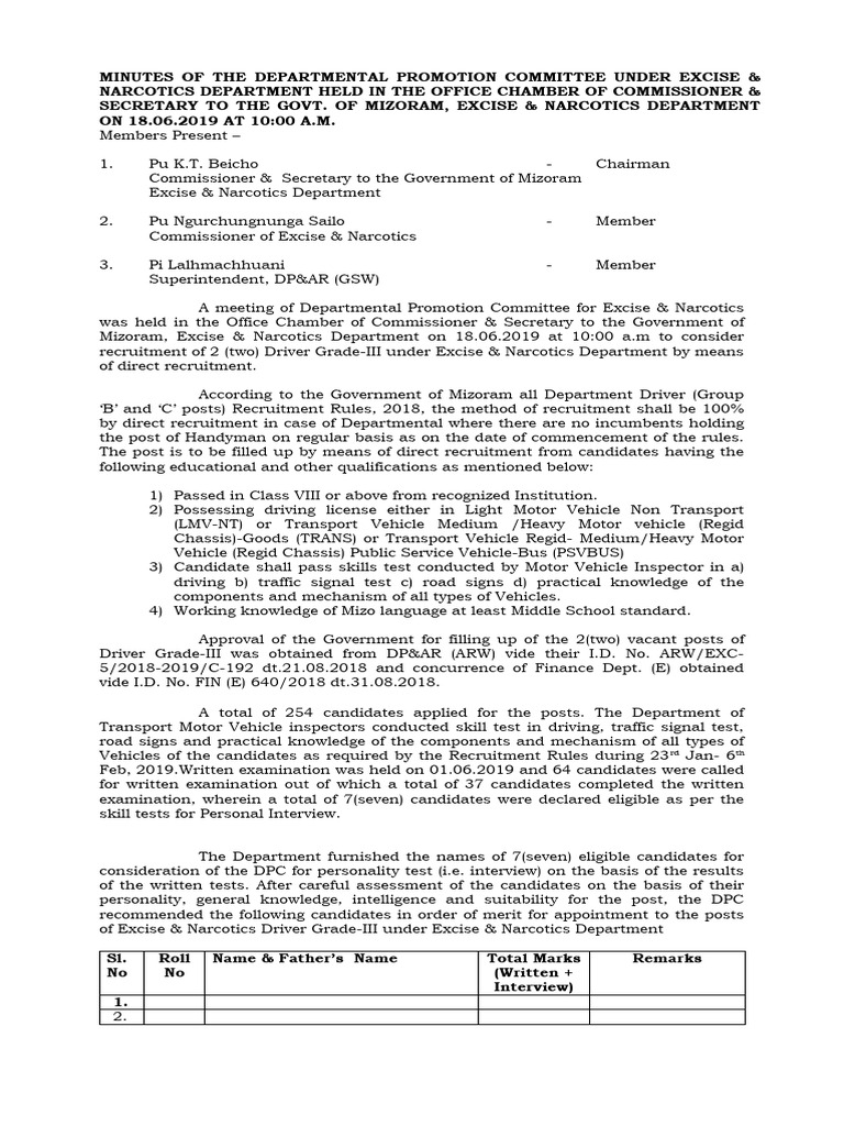 Excise & Narcotics Driver Recruitment 2019 | PDF | Transport | Vehicles