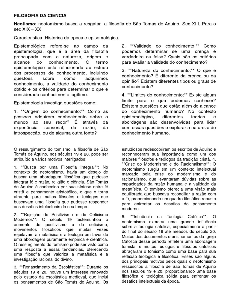 Filosofia Da Ciencia Neotismo: Neotomismo Busca A Resgatar A Filosofia ...