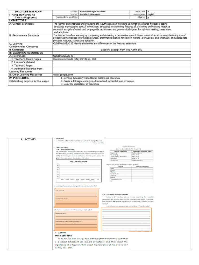 DLP 8 3RD Similarities and Differences of The Featured Selections | PDF | Learning | Teachers