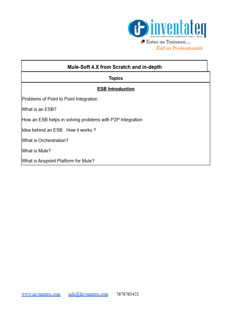 Mulesoft Course Syllabus Content Inventateq | PDF | Web Service | Java (Programming Language)
