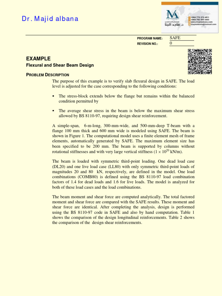 CIS SAFE د ماجد البنا مقارنة الحل اليدوي والحل في برنامج 2 | PDF | Beam ...