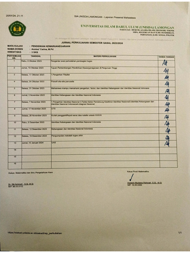 Jurnal Perkuliahan Pend. Kewarganegaraan | PDF