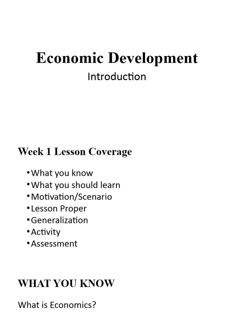 Lesson 1 Economic Development | PDF | Poverty | Poverty & Homelessness