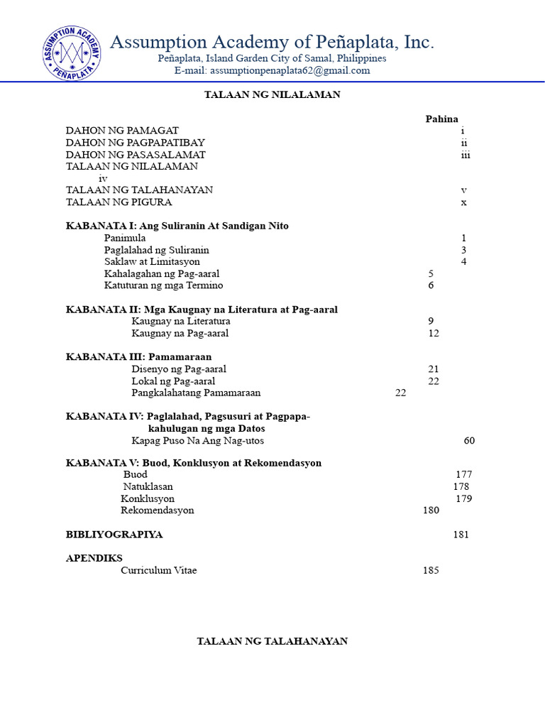 Talaan NG Nilalaman | PDF
