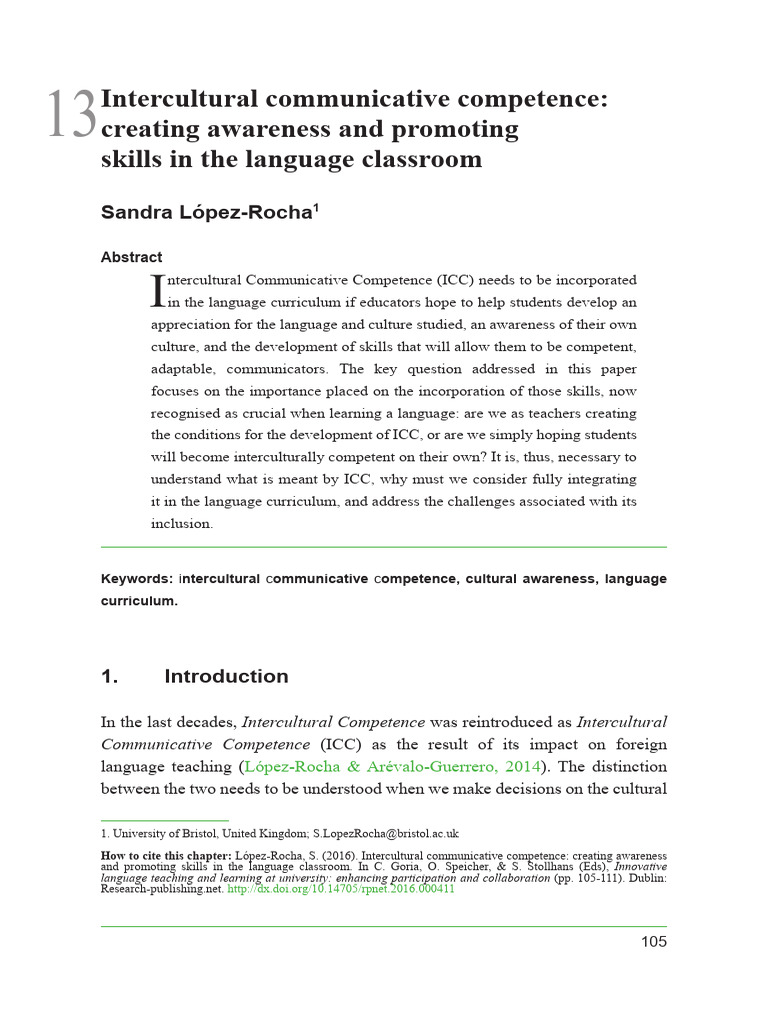 ICC Article | PDF | Cross Cultural Communication | Language Education